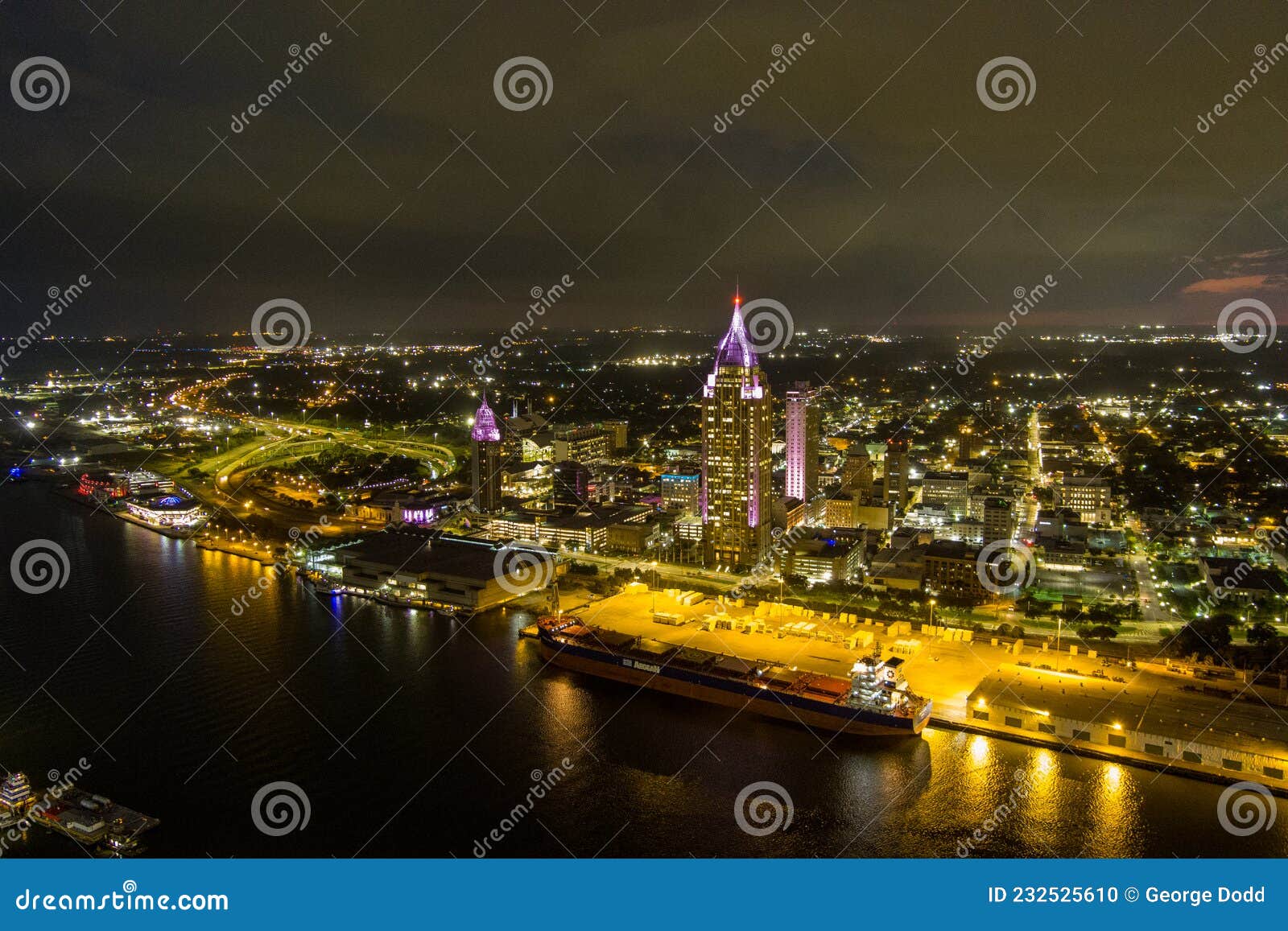 Downtown Mobile, Alabama at Twilight in October of 2021 Editorial Image ...