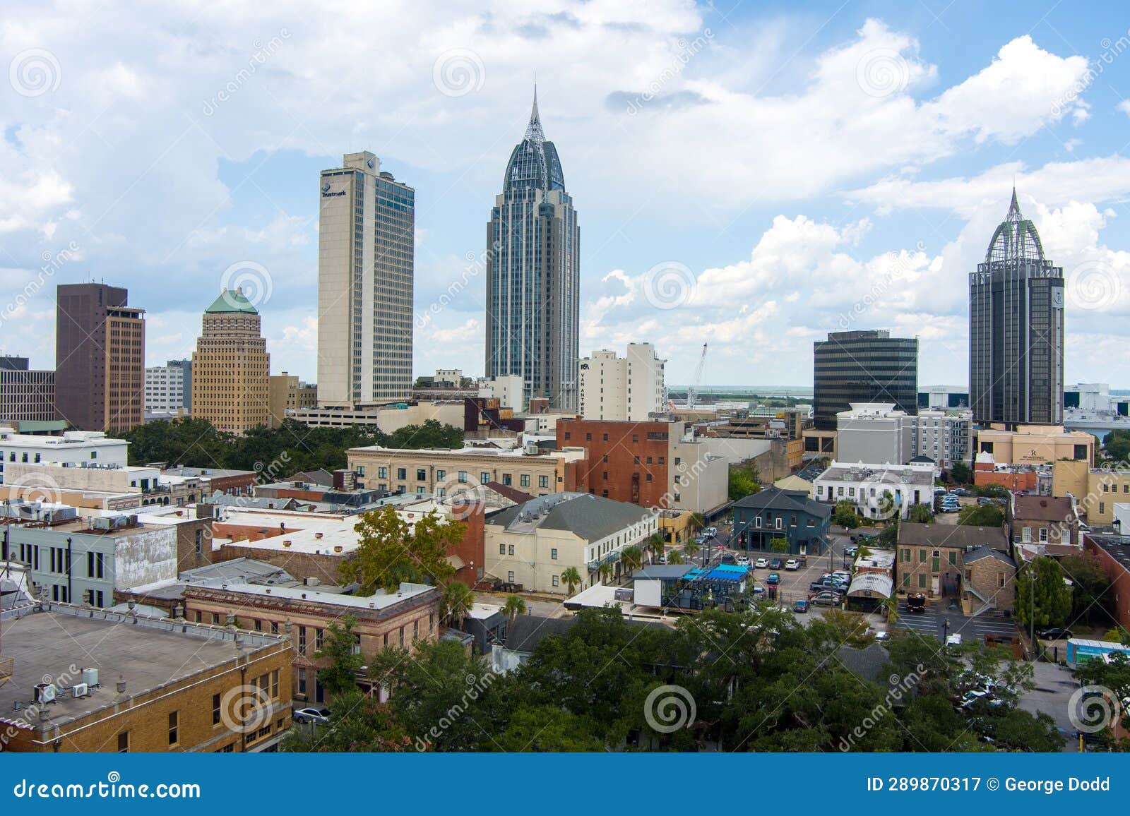 The Downtown Mobile, Alabama Waterfront Skyline Stock Image - Image of ...