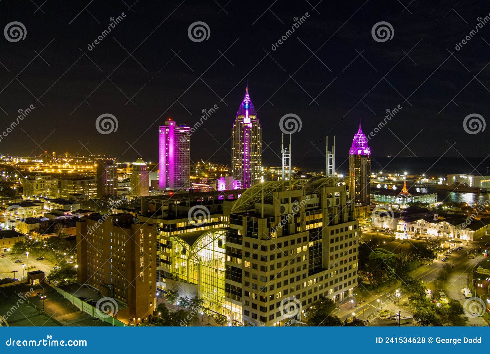 Downtown Mobile at Night during Mardi Gras 2022 Stock Photo - Image of ...