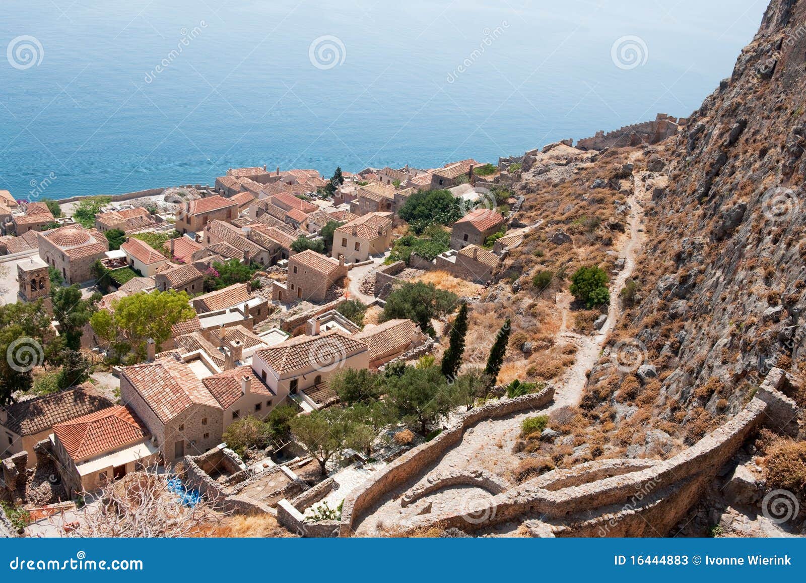Downtown Monemvasia stock image. Image of roofs, ruins - 16444883