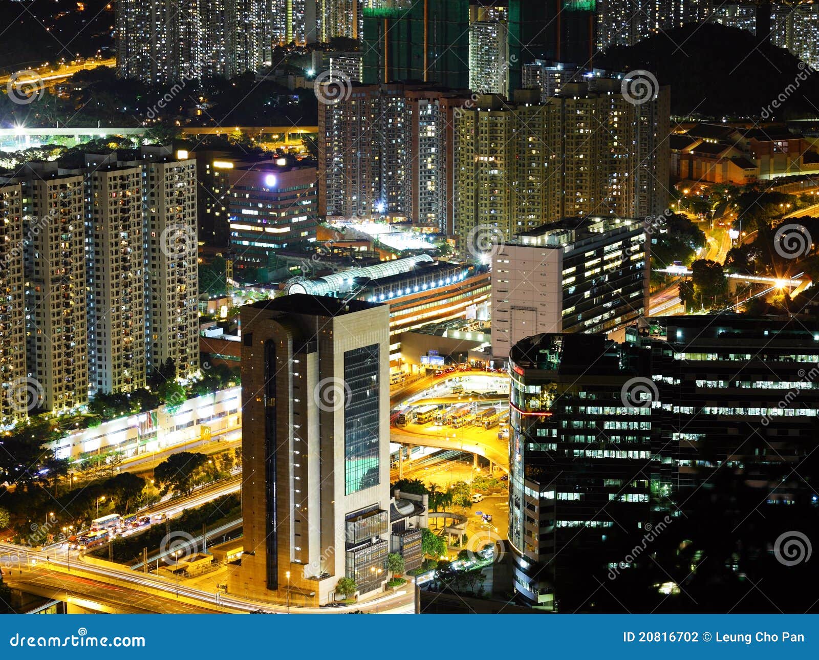 Downtown at night stock photo. Image of construction - 20816702