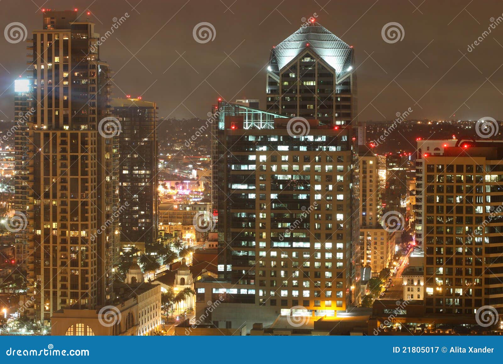 Downtown at Night stock image. Image of dusk, light, exterior - 21805017