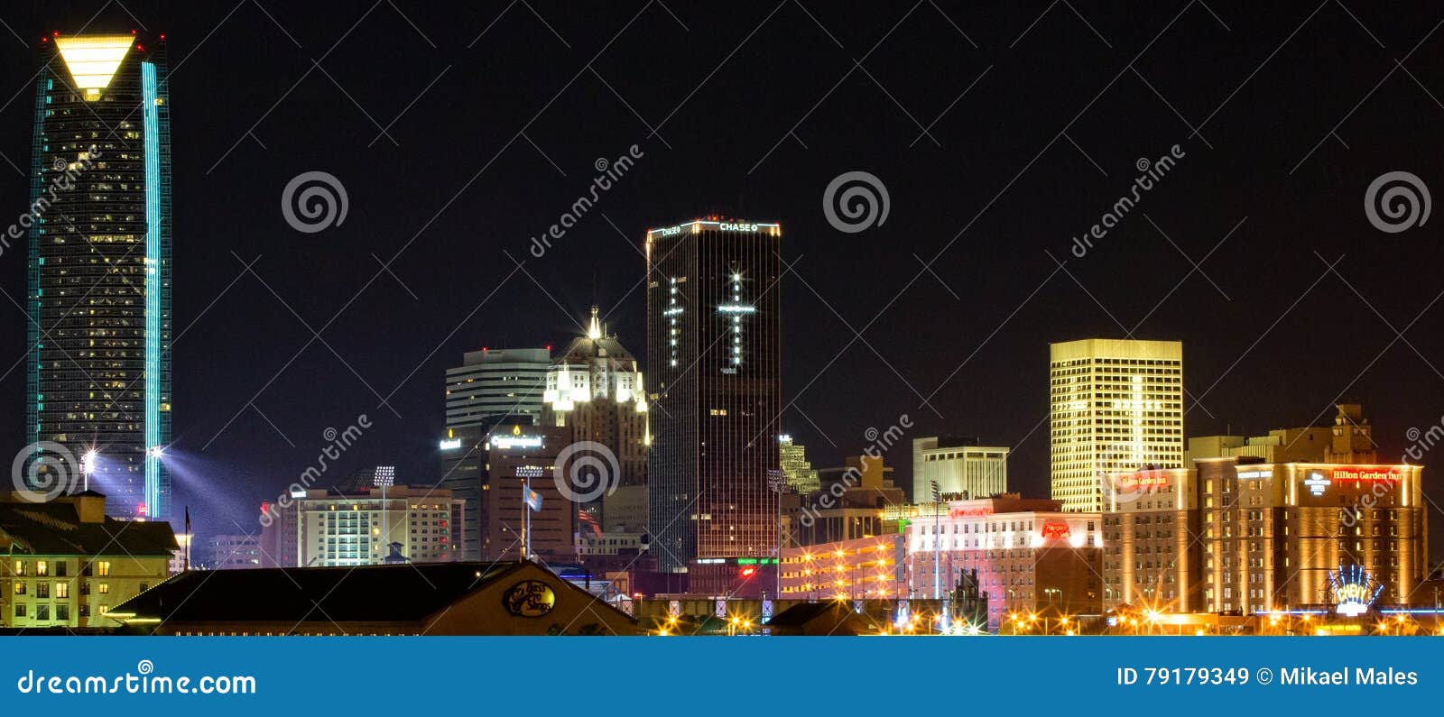 Downtown Oklahoma City at Night Editorial Stock Image - Image of ...