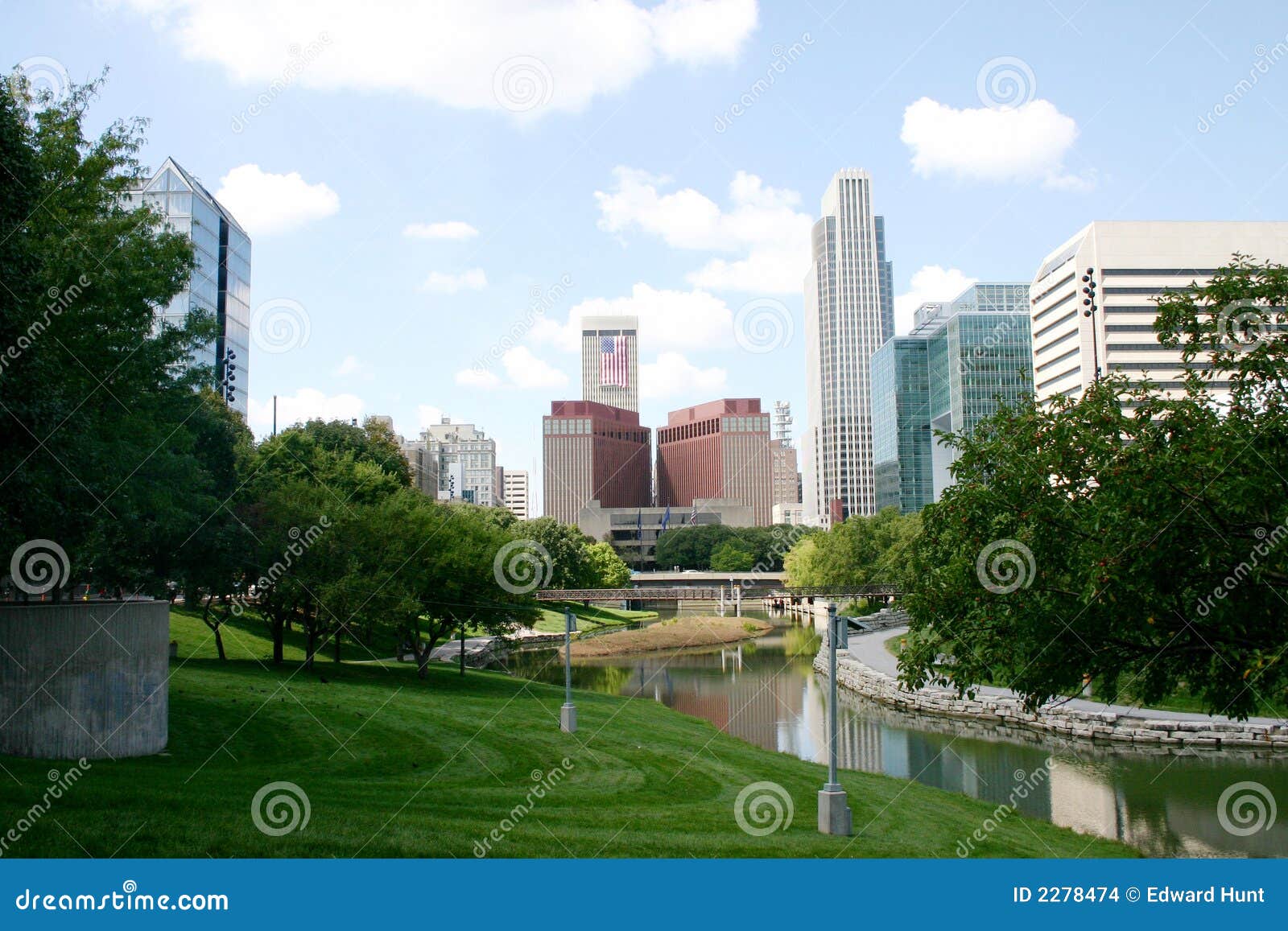 Downtown Omaha stock photo. Image of mall, building, flag - 2278474