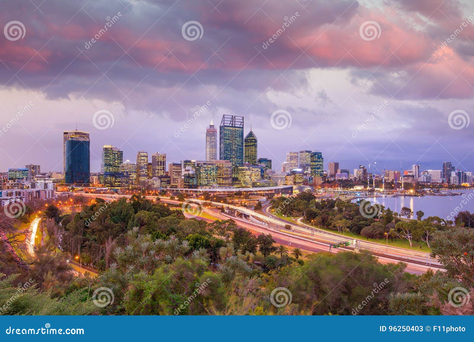 Downtown Perth Skyline in Australia Stock Image - Image of kings ...