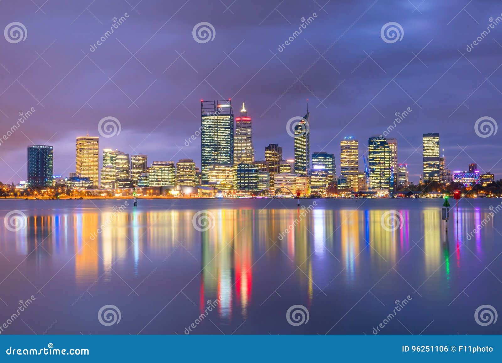 Downtown Perth Skyline in Australia Stock Photo - Image of light ...