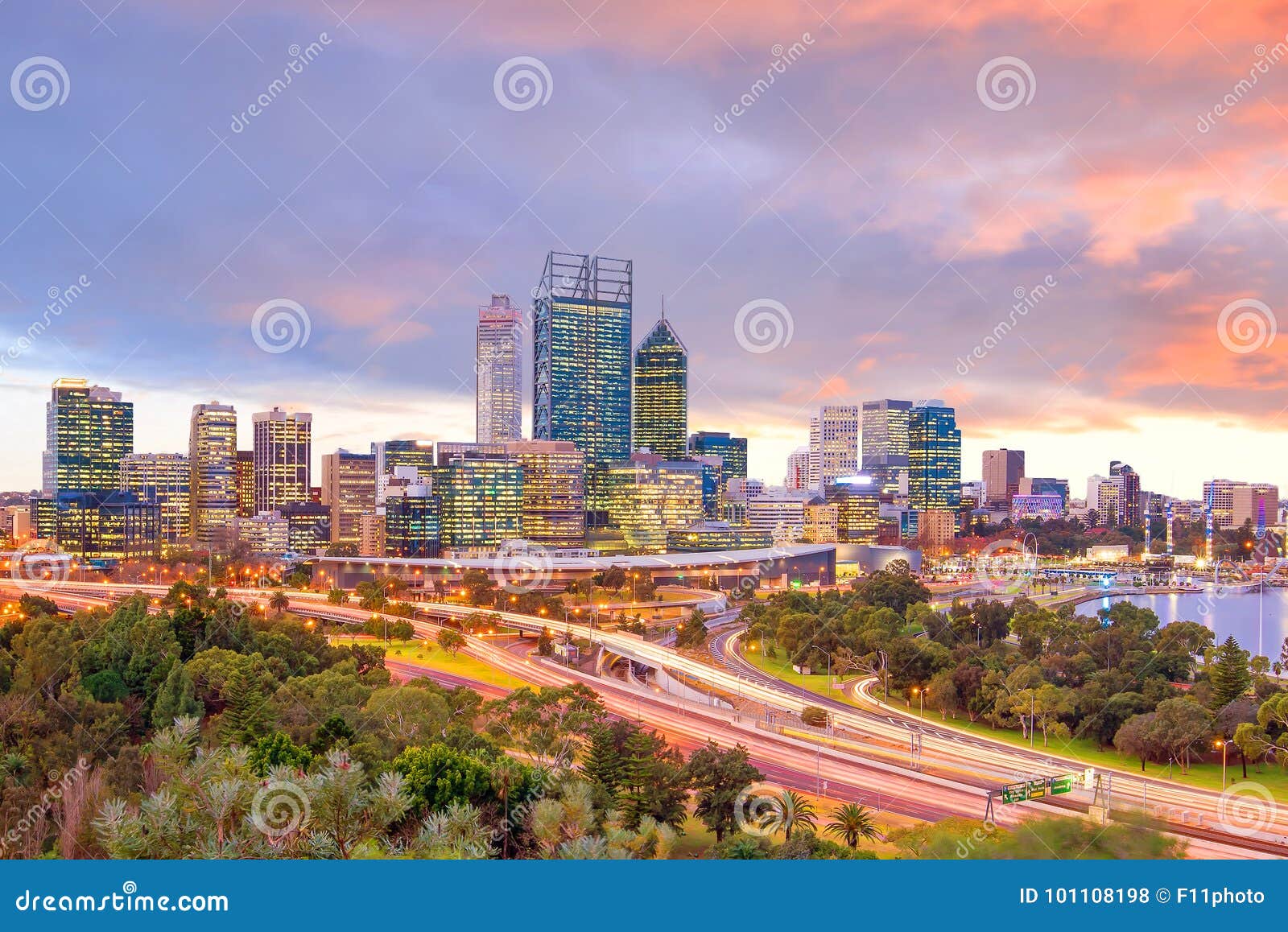 Downtown Perth Skyline in Australia Stock Photo - Image of elizabeth ...