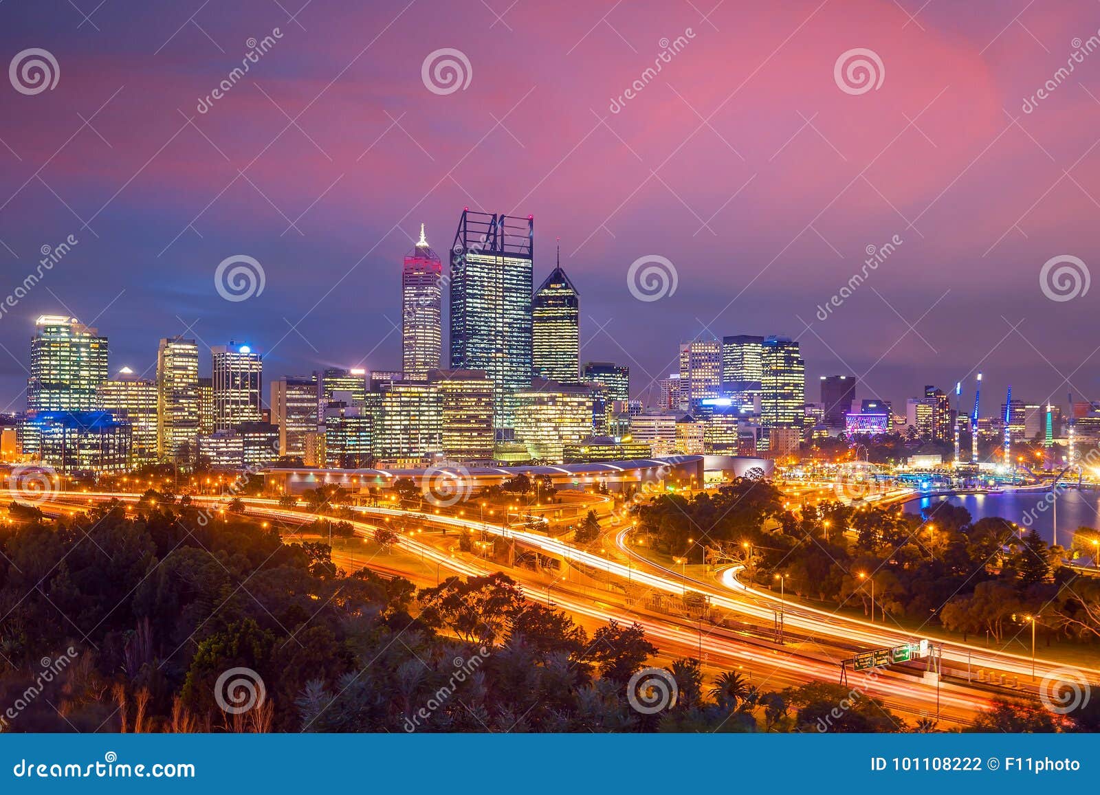 Downtown Perth Skyline in Australia Stock Photo - Image of swan, marina ...