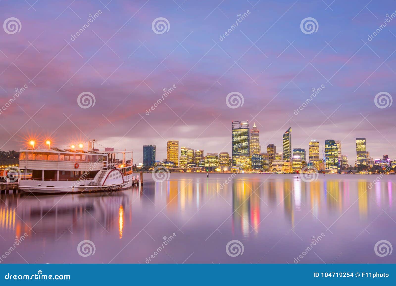 Downtown Perth Skyline in Australia Stock Photo - Image of swan ...