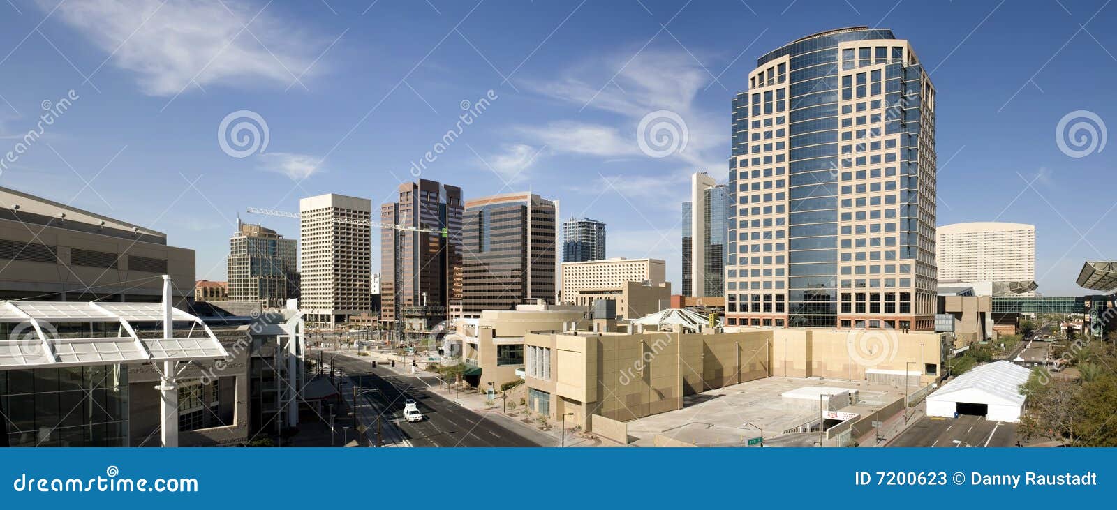 Downtown Phoenix Office Buildings Panorama Stock Image - Image of green ...
