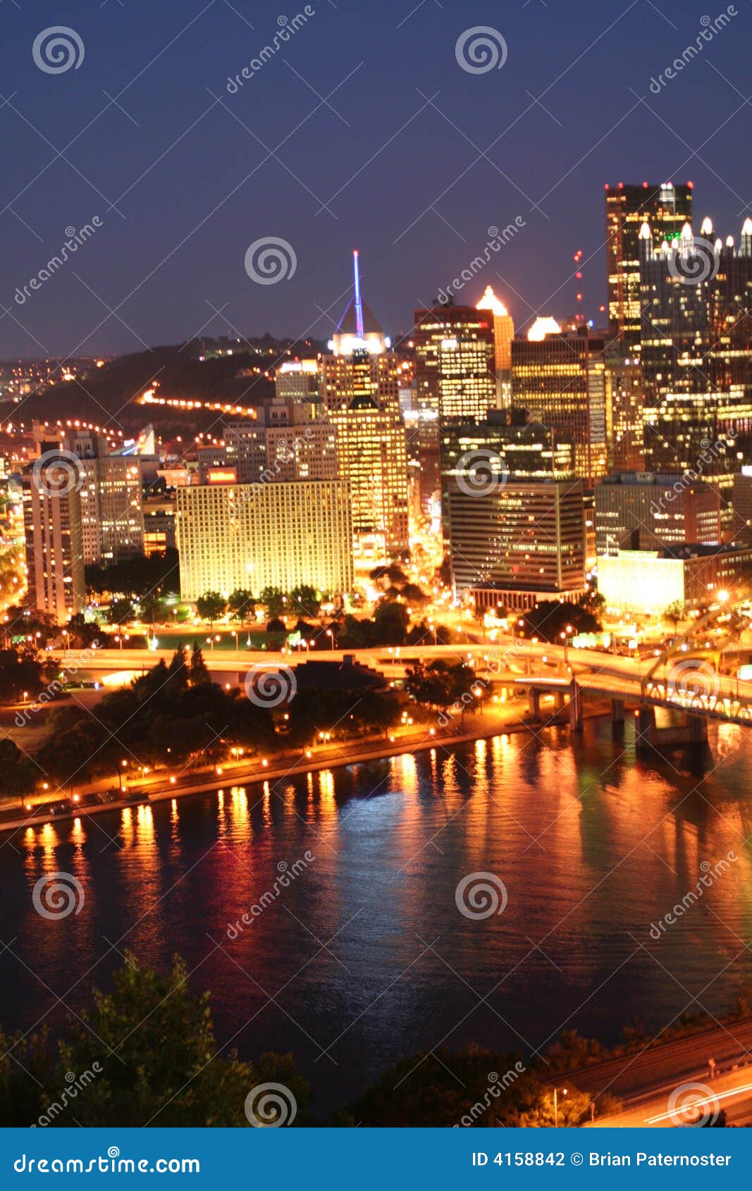 Downtown Pittsburgh-buildings with River Stock Photo - Image of ...