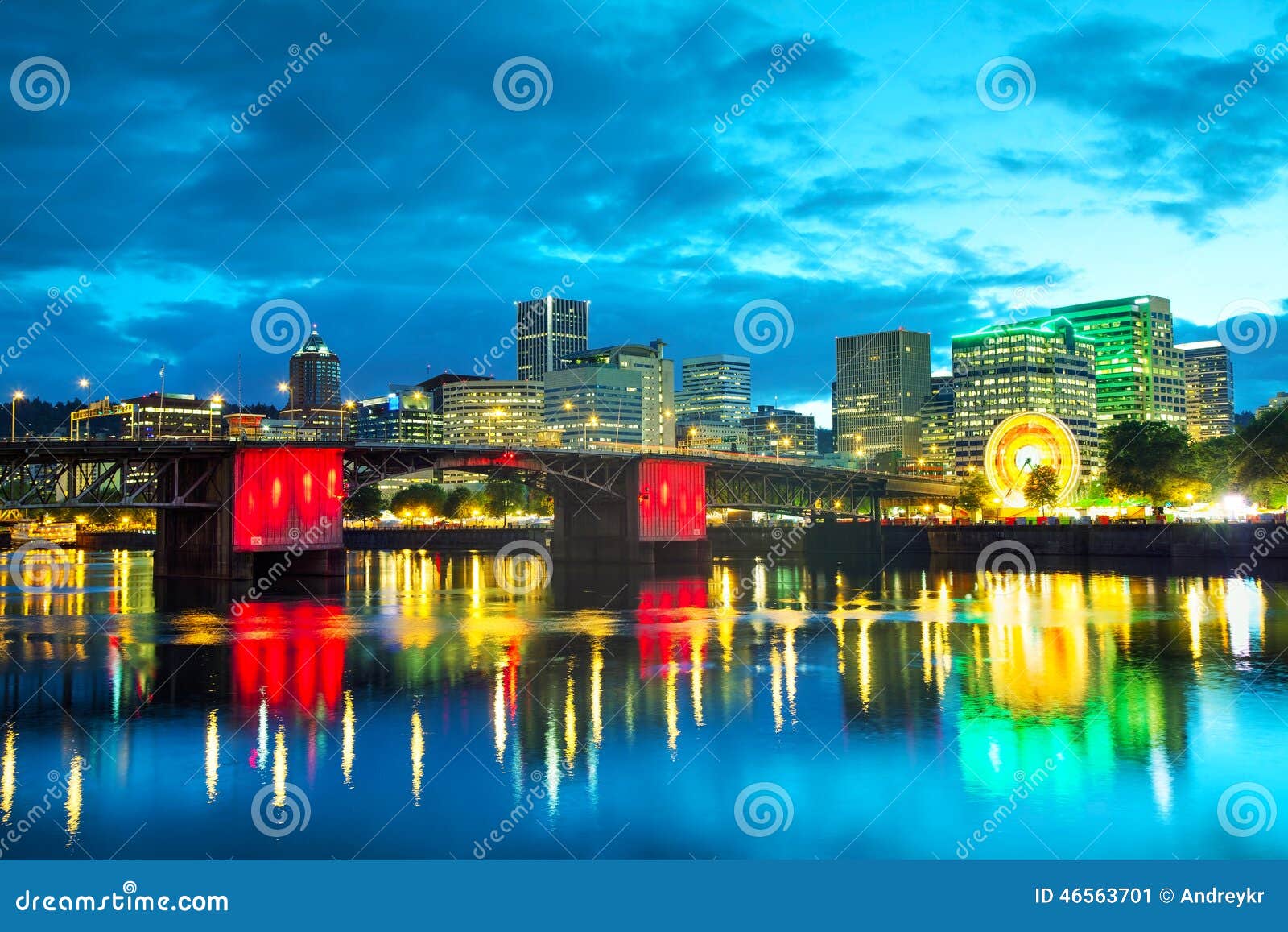 Downtown Portland Cityscape at the Night Time Stock Image - Image of ...