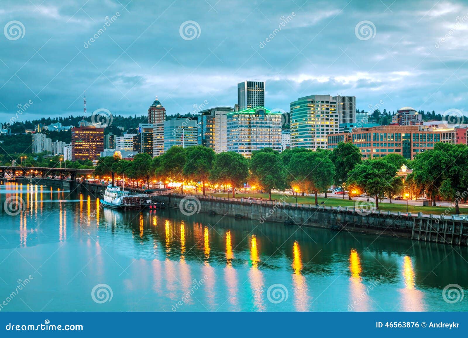 Downtown Portland Cityscape at the Night Time Stock Photo - Image of ...