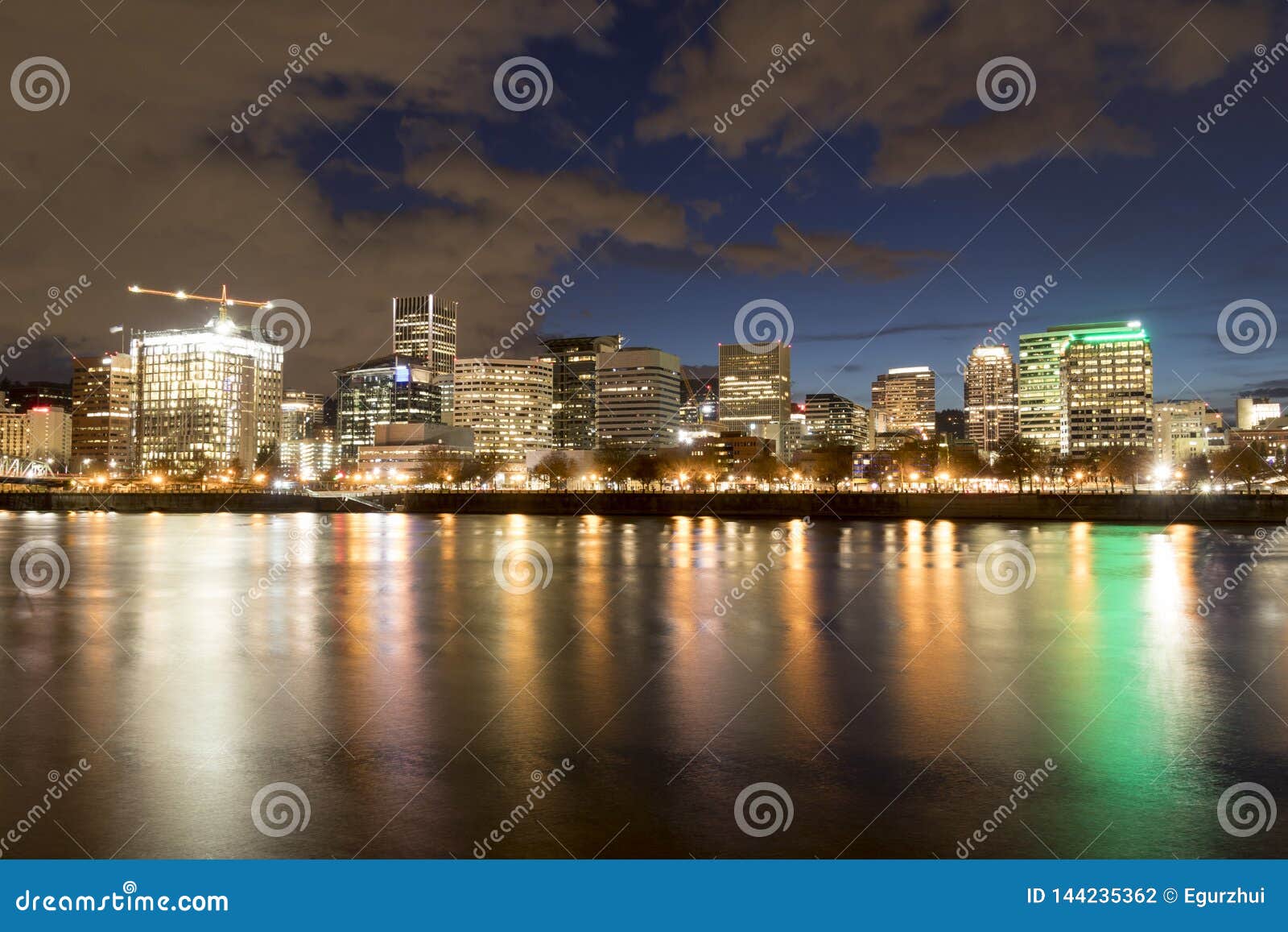 Downtown Portland Oregon at Night Stock Photo - Image of cityscape ...