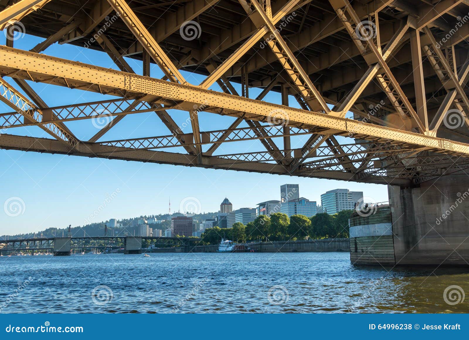 Downtown Portland Under Bridge Stock Photo - Image of cityscape ...