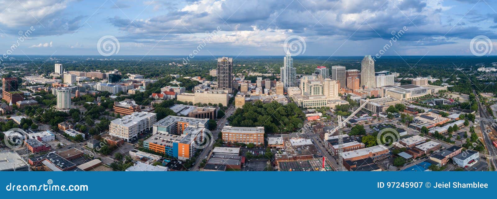 Downtown Raleigh Skyline stock image. Image of clouds - 97245907