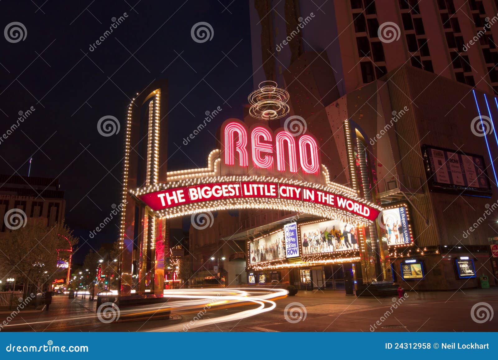 Downtown Reno Arch editorial stock photo. Image of nightlife - 24312958
