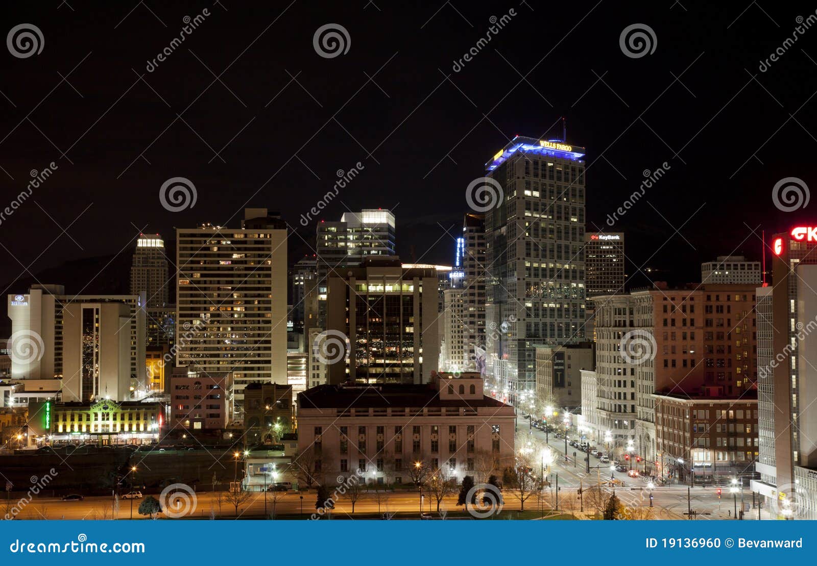 Downtown Salt Lake City at Night Editorial Image - Image of city, work ...