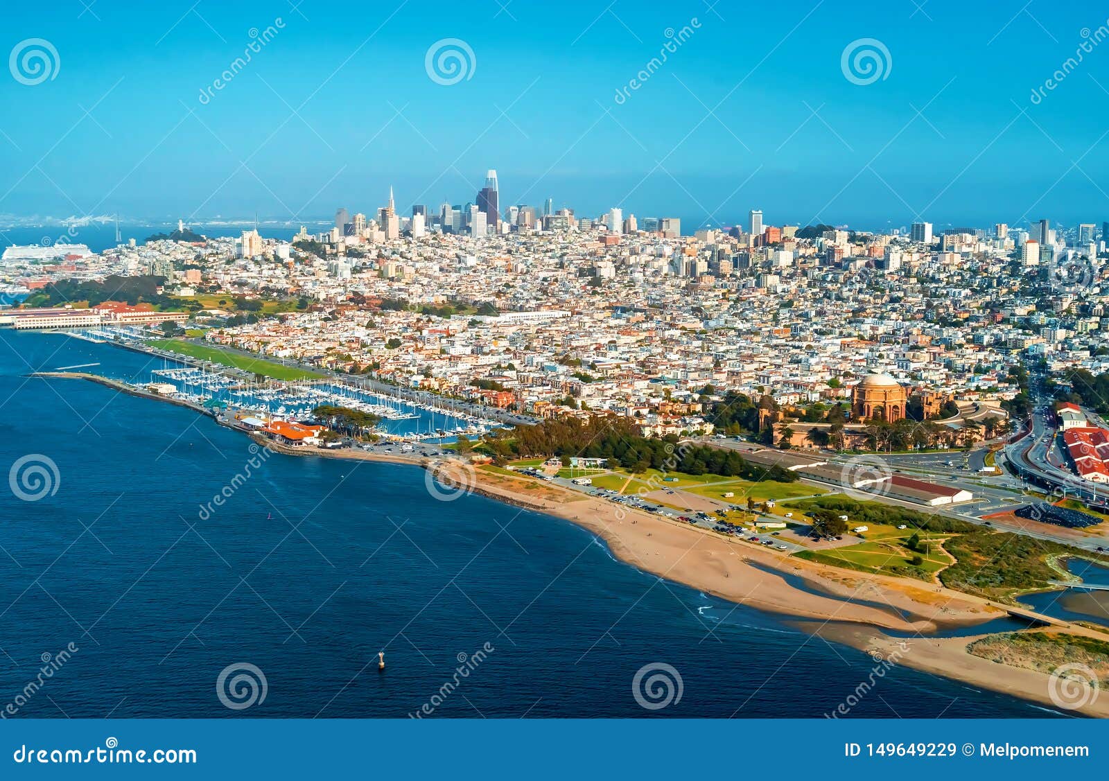 Downtown San Francisco Aerial View Stock Image - Image of financial ...
