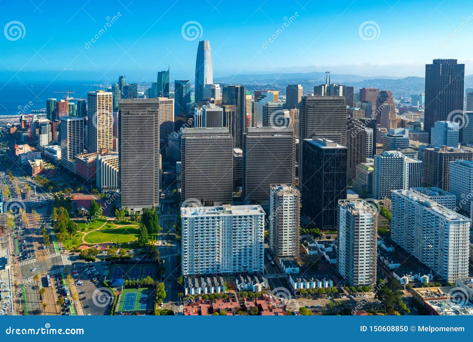 Downtown San Francisco Aerial View Stock Photo - Image of california ...