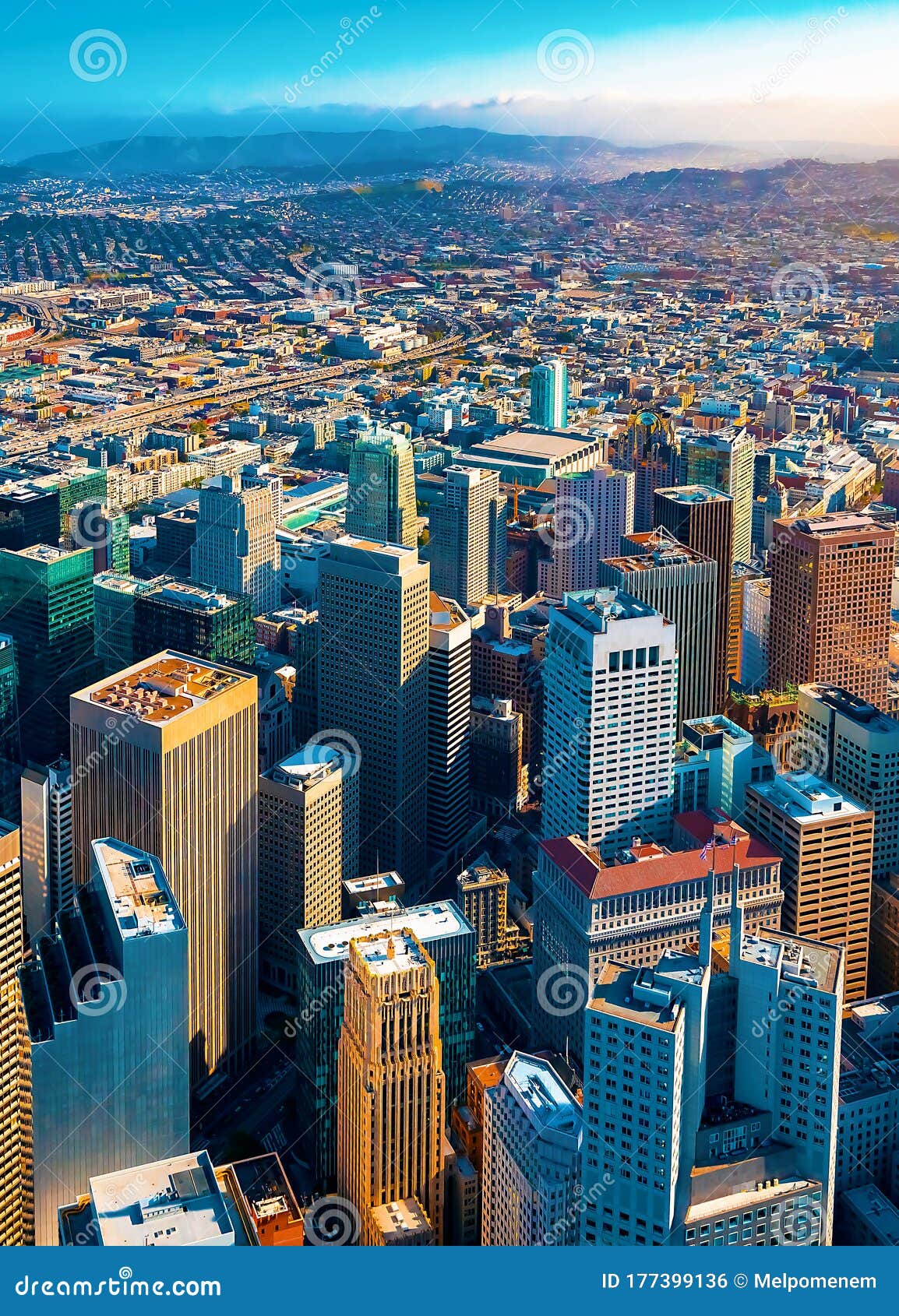 Downtown San Francisco Aerial View Stock Photo - Image of tourism ...