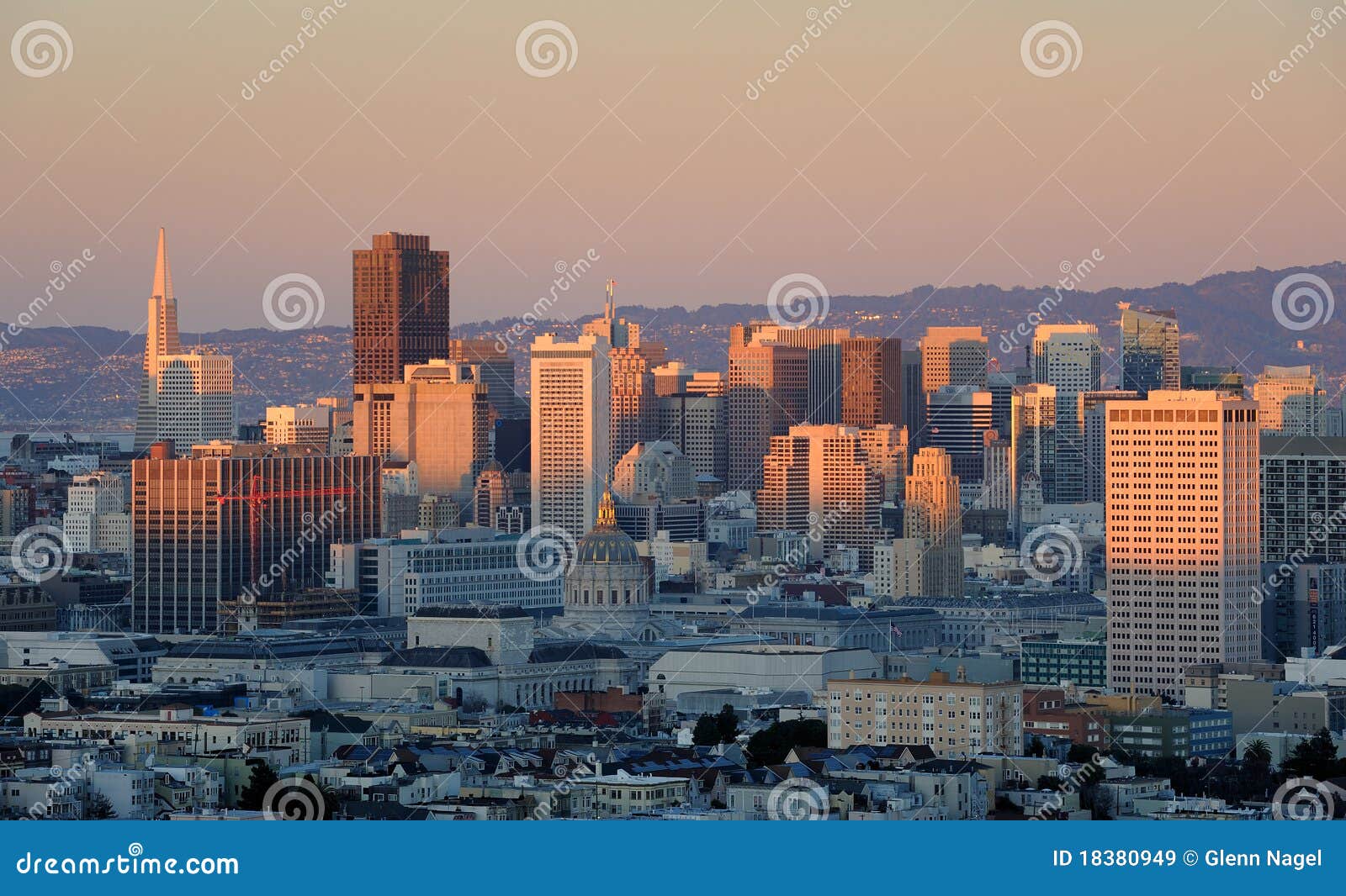 Downtown San Francisco at Twilight Stock Image - Image of skyline ...