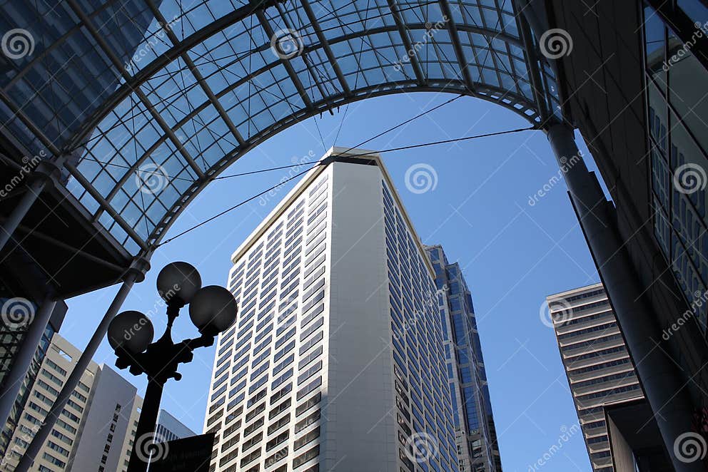 Downtown Seattle, Convention Center Arch Stock Image - Image of glass ...