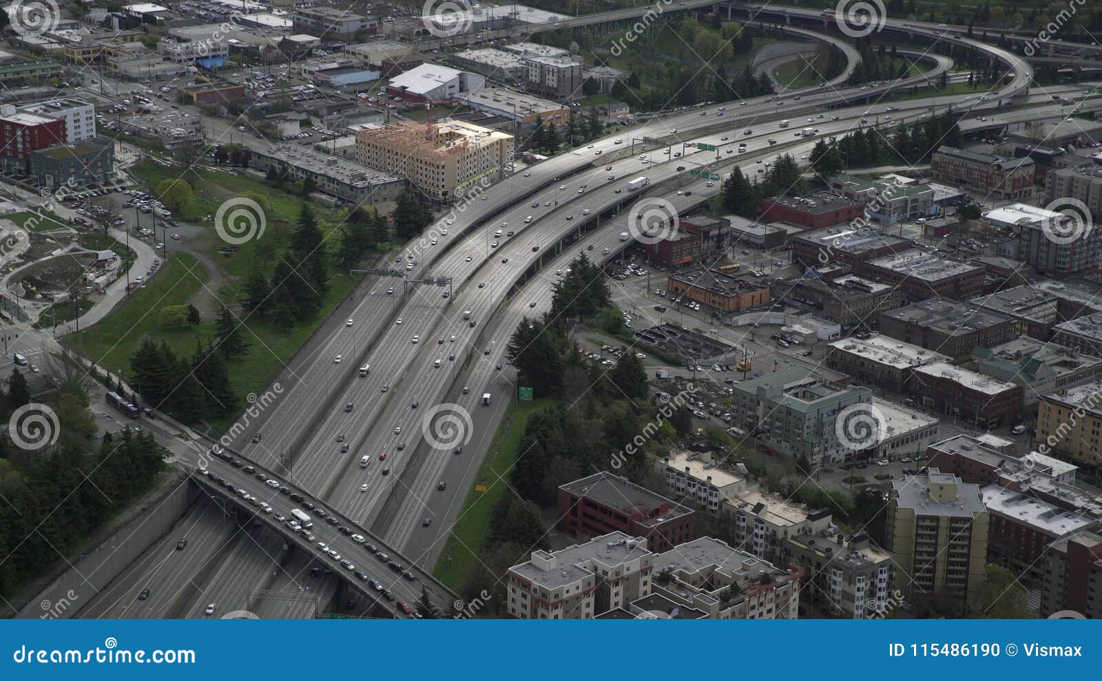 Downtown Seattle Skyline and Freeway 4K UHD Stock Footage - Video of ...
