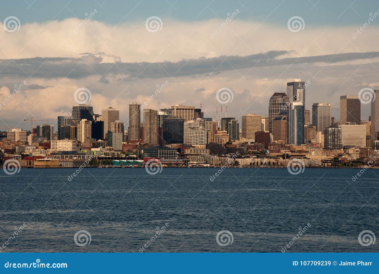 Dowtown Seattle skyline stock image. Image of buildings - 107709239
