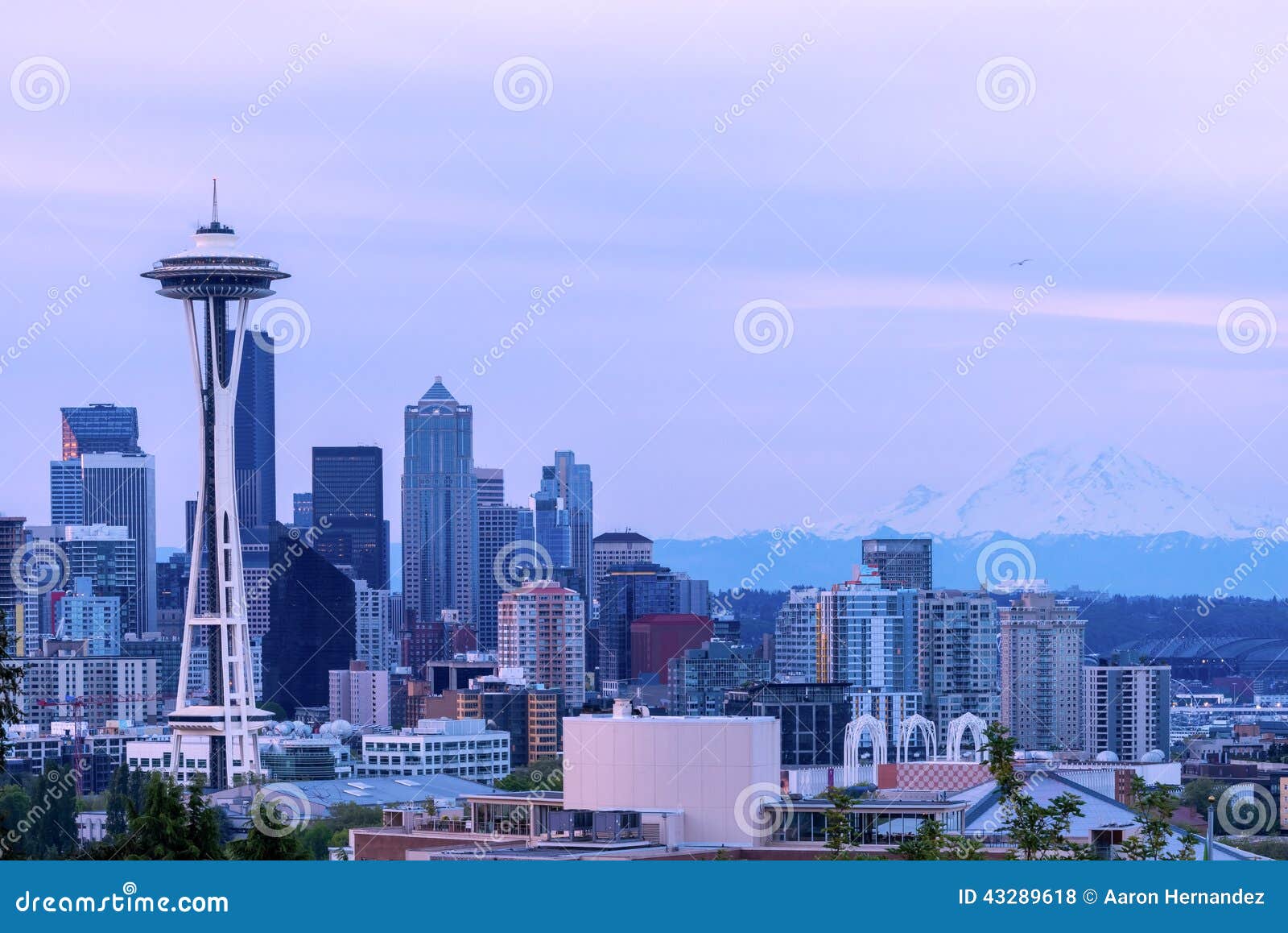 Downtown Seattle Sunrise Cityscape Stock Photo - Image of sound ...