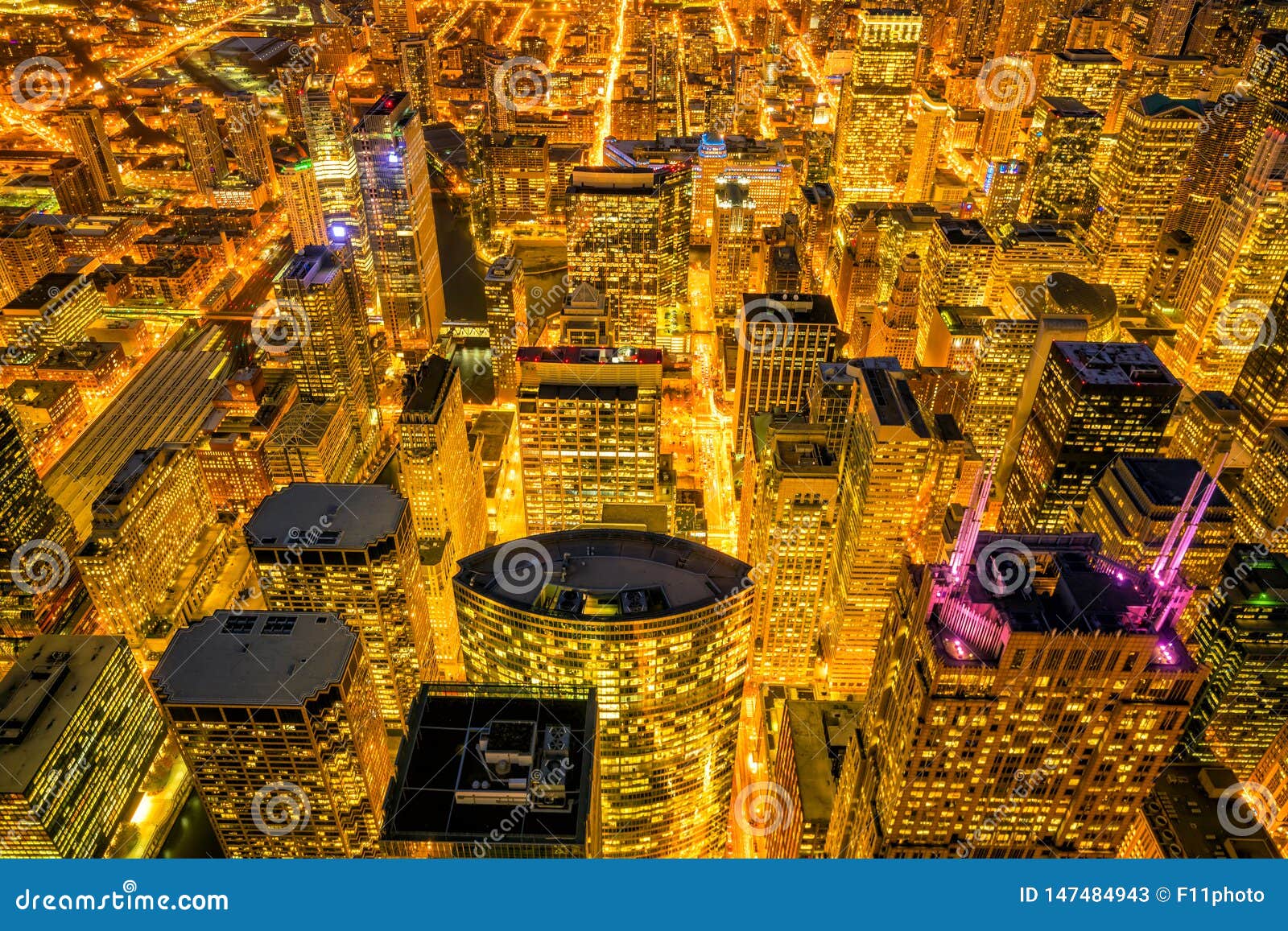 Downtown Skyline of Chicago from Top View in USA Stock Image - Image of ...