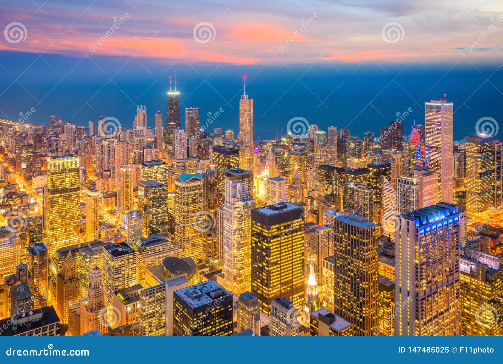 Downtown Skyline of Chicago from Top View in USA Stock Image - Image of ...