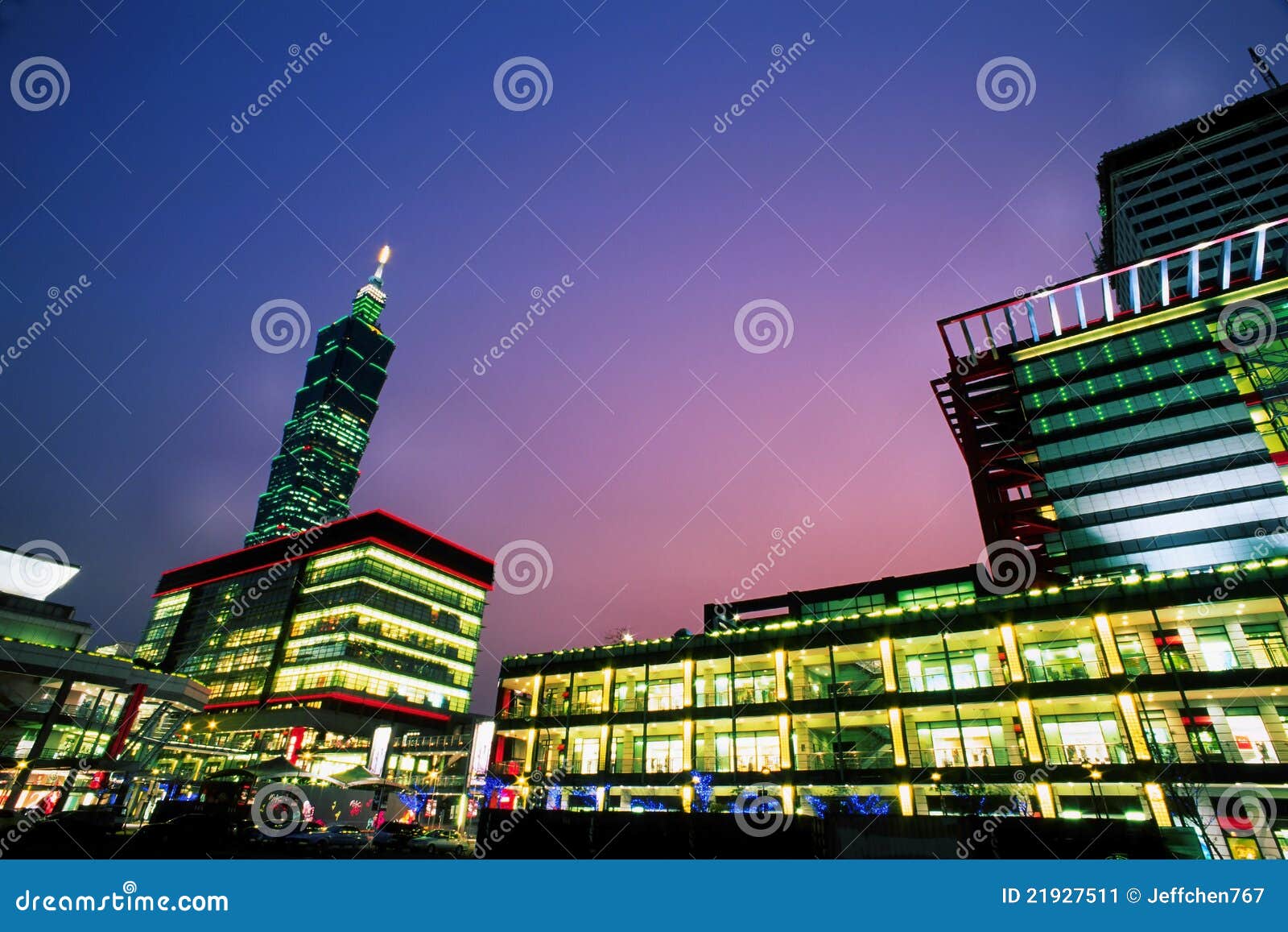 Downtown Taipei at Sunset & Night Stock Image - Image of full, empire ...