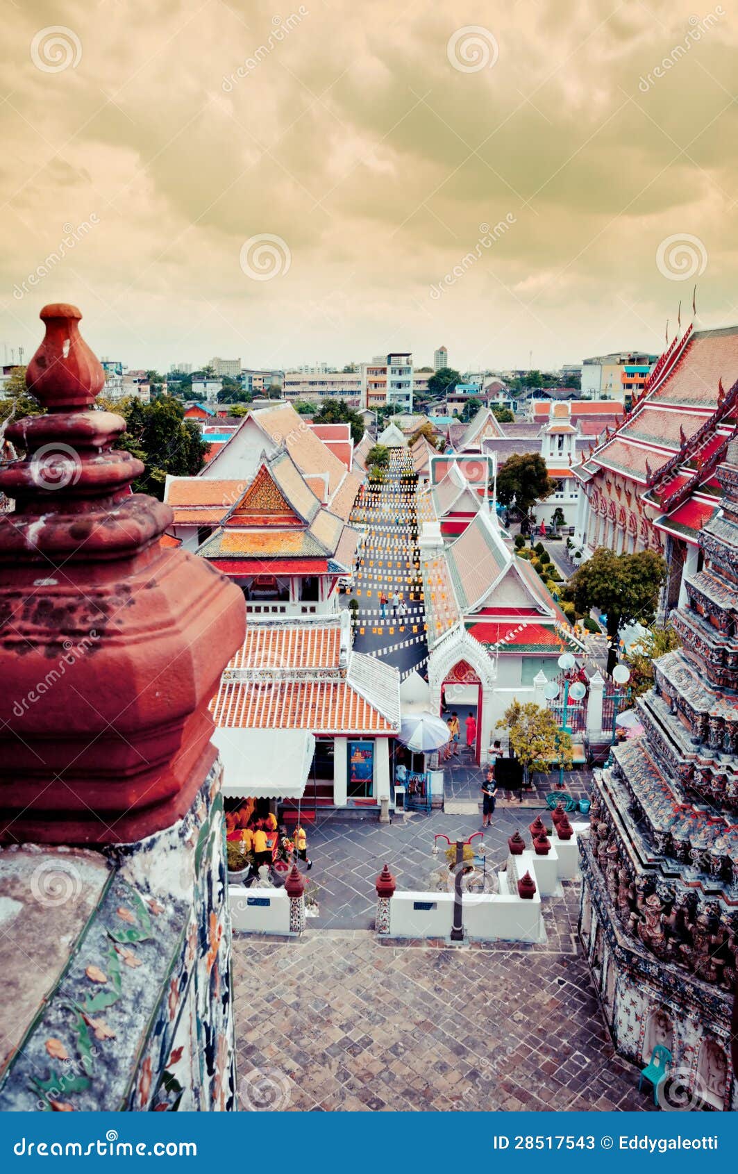 Downtown and Temple in Bangkok Editorial Stock Photo - Image of ...