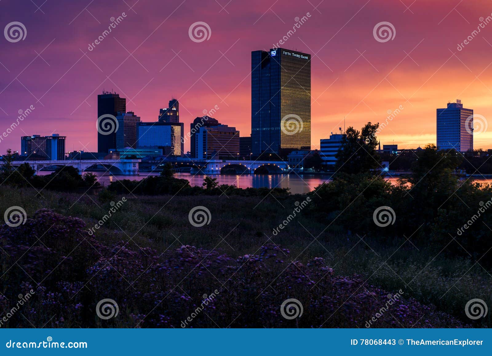 Toledo, Ohio, USA Downtown Skyline On The Maumee River Stock Image ...