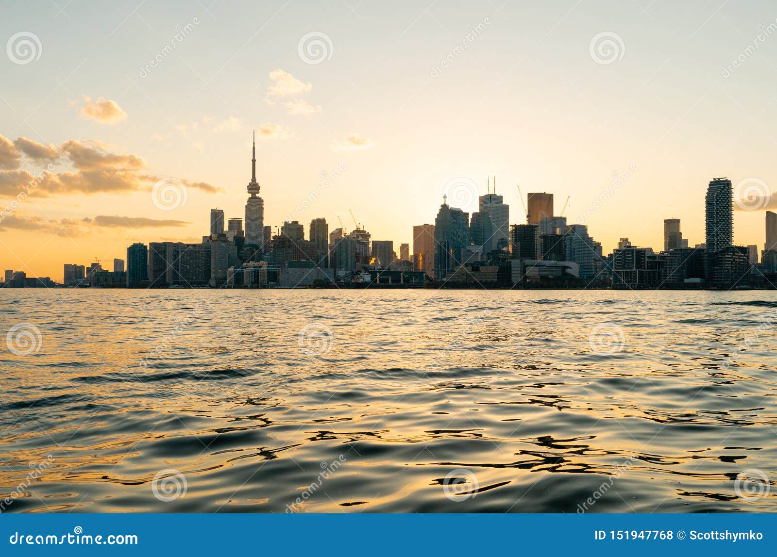 Downtown Toronto from Across the Harbour at Sunset Stock Photo - Image ...