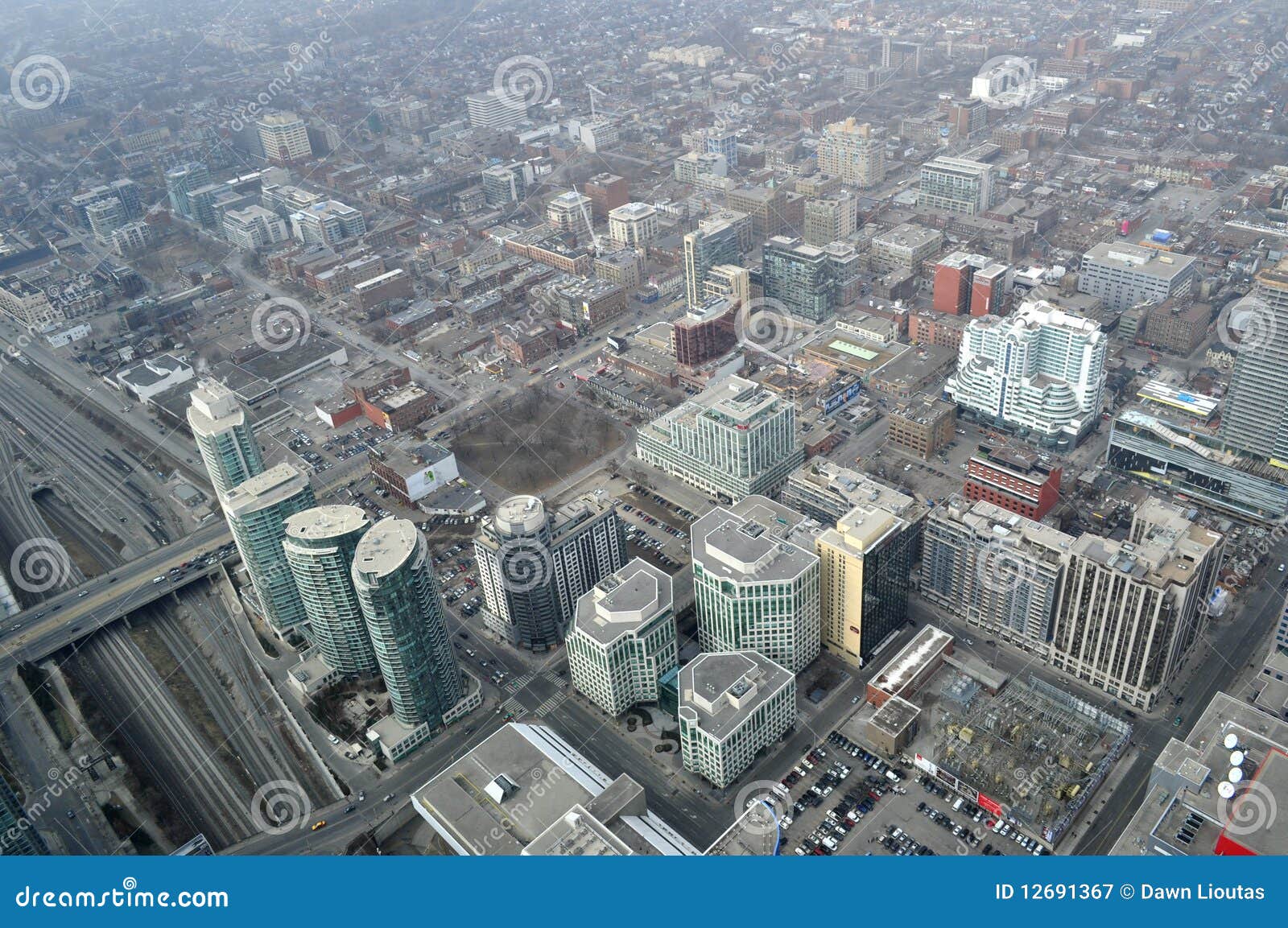 Downtown Toronto, Aerial View Stock Image - Image of towers ...