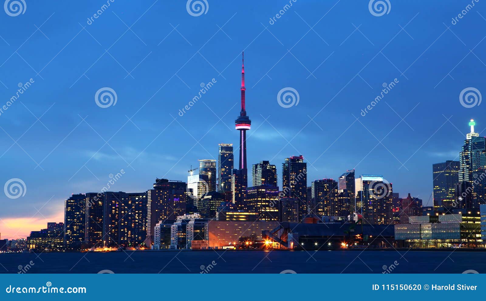 Downtown Toronto, Canada at Sunset Stock Photo - Image of light ...