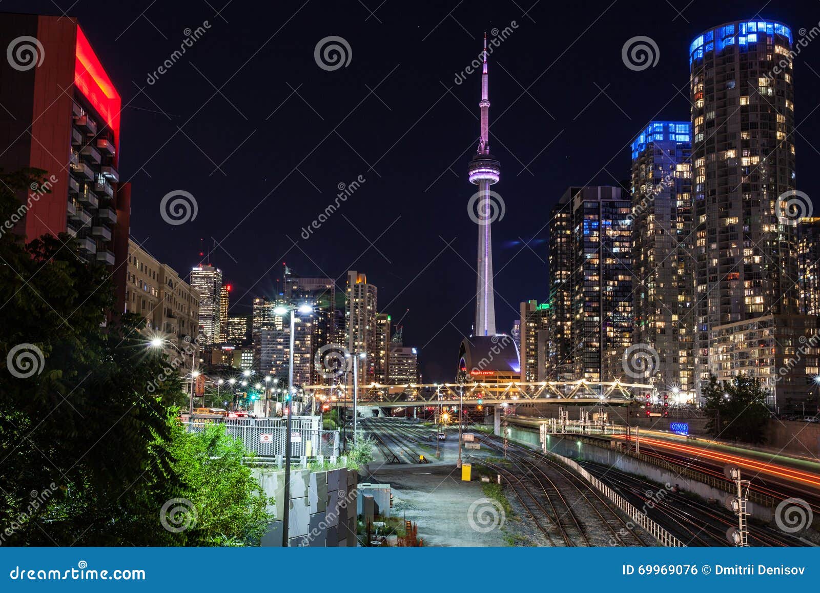 Downtown Toronto and CN Tower at Night, Toronto, Canada Editorial Photo ...