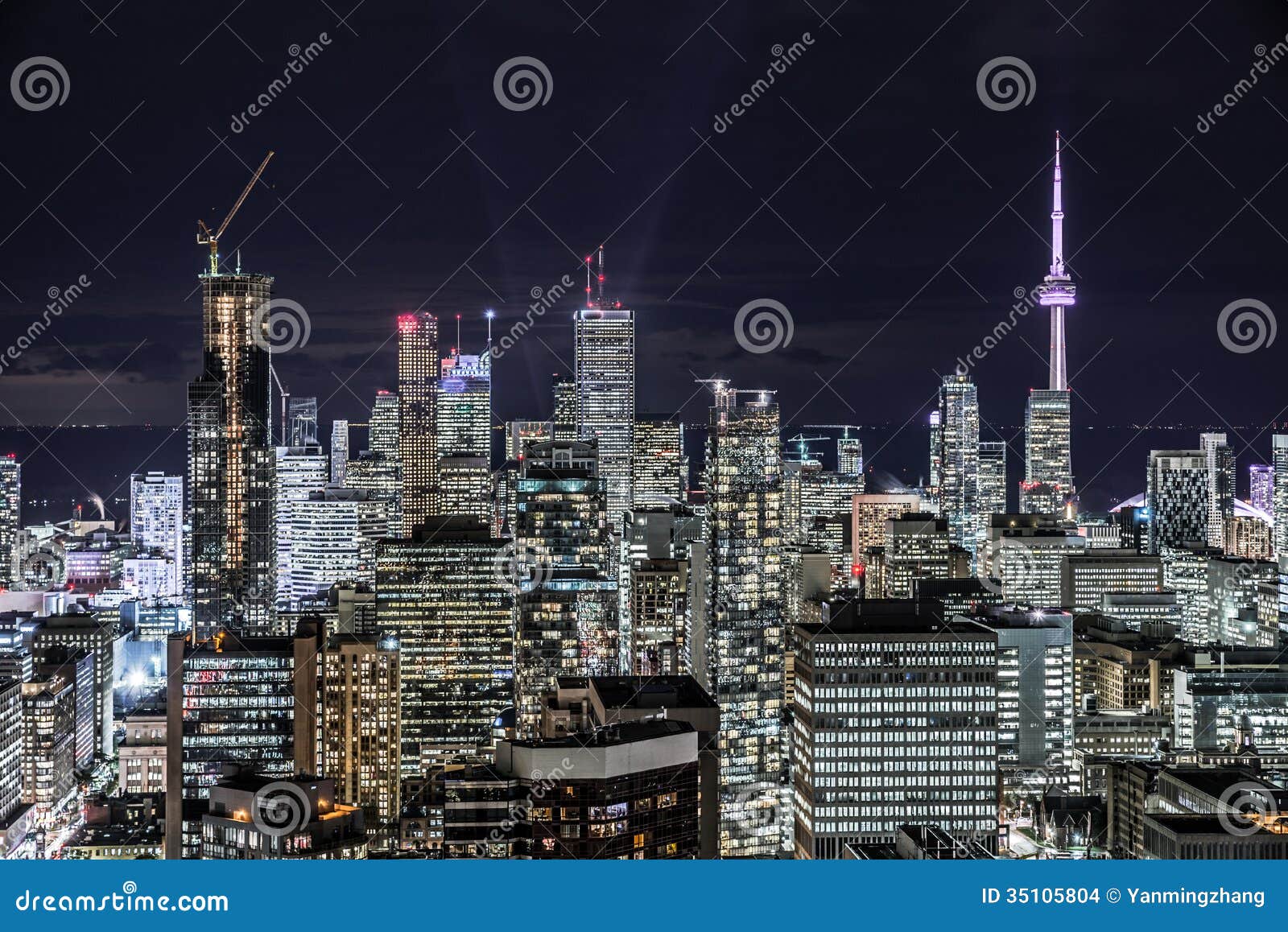 Downtown Toronto at night stock photo. Image of summer - 35105804