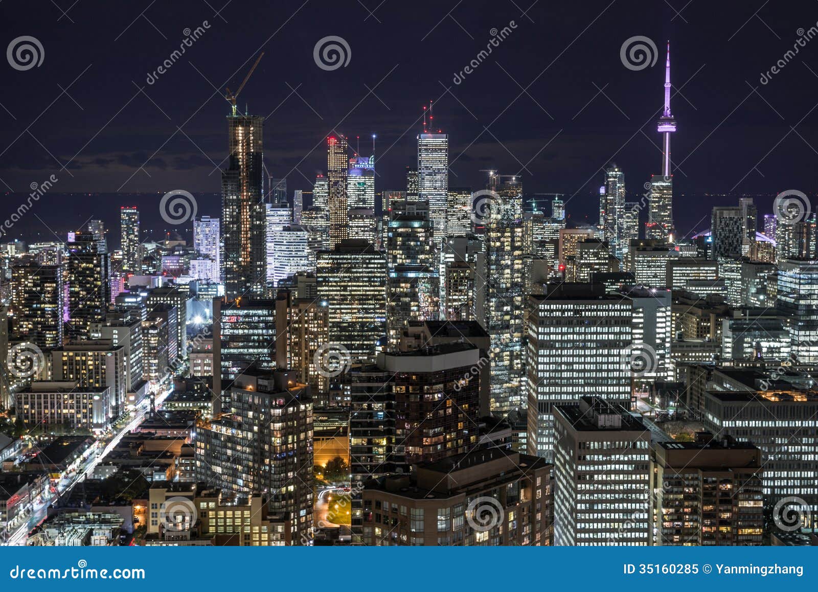 Downtown Toronto at night stock image. Image of building - 35160285