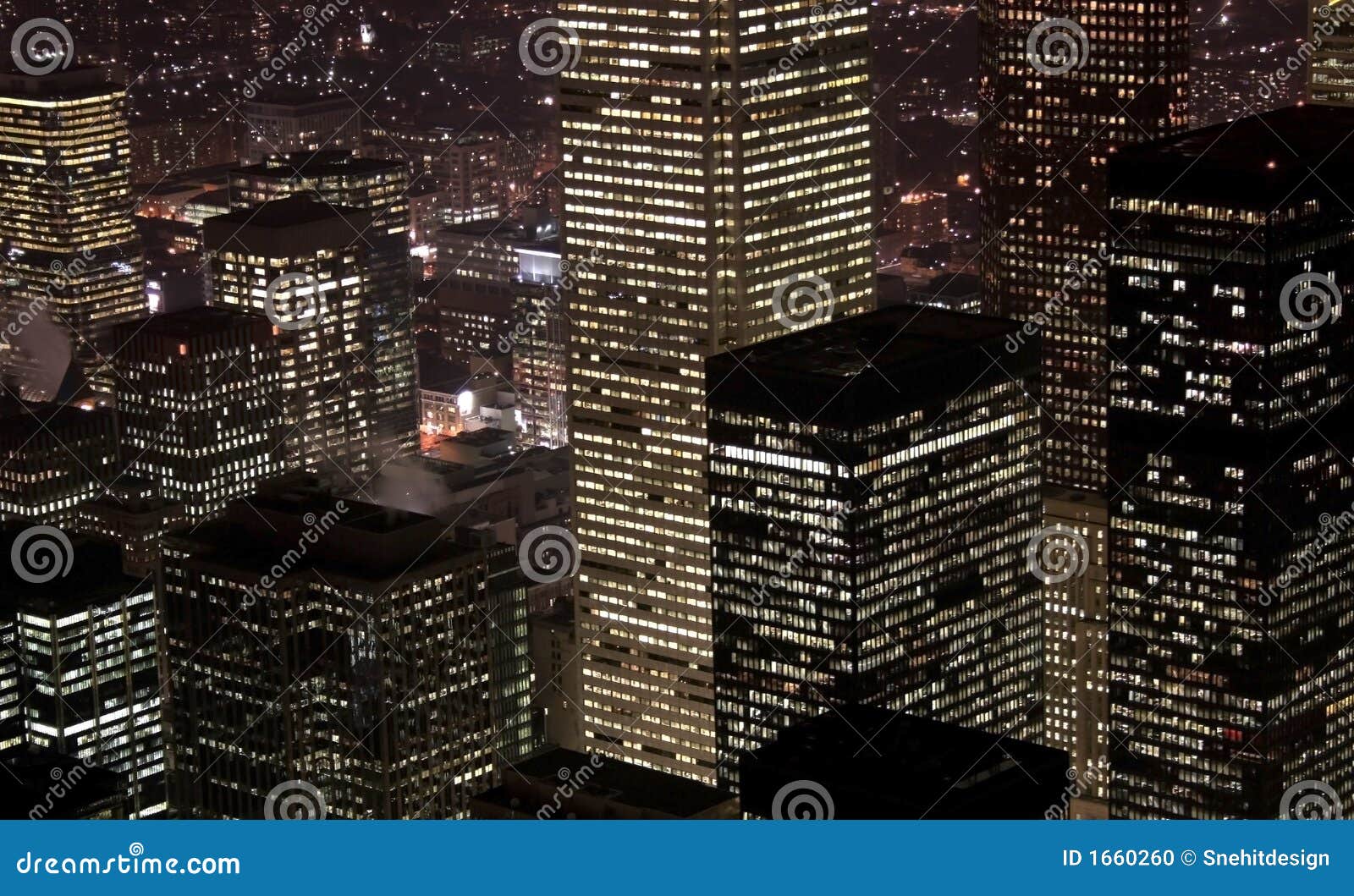 Downtown Toronto Night Scene Stock Photo - Image of aerial, tower: 1660260