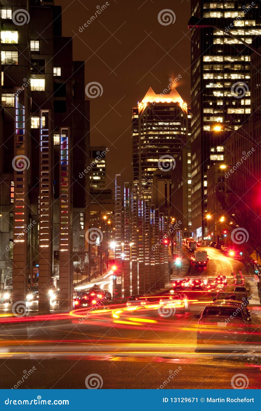 Downtown Traffic stock image. Image of cityscape, night - 13129671