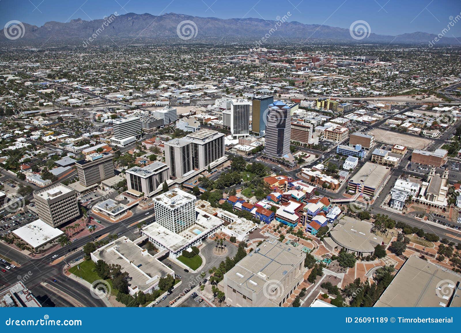 Downtown Tucson, Arizona stock image. Image of aerial - 26091189