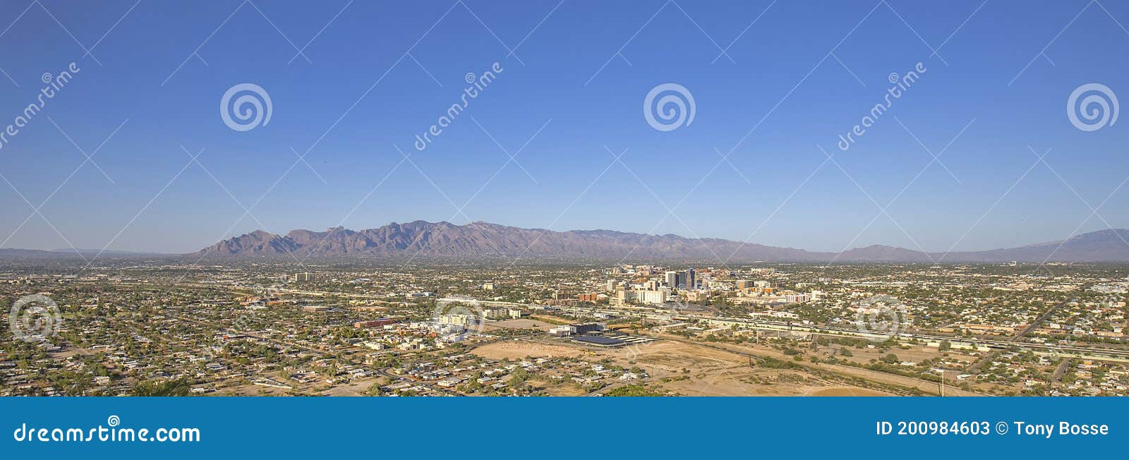 Downtown Tucson, Arizona Panorama Stock Image - Image of business ...