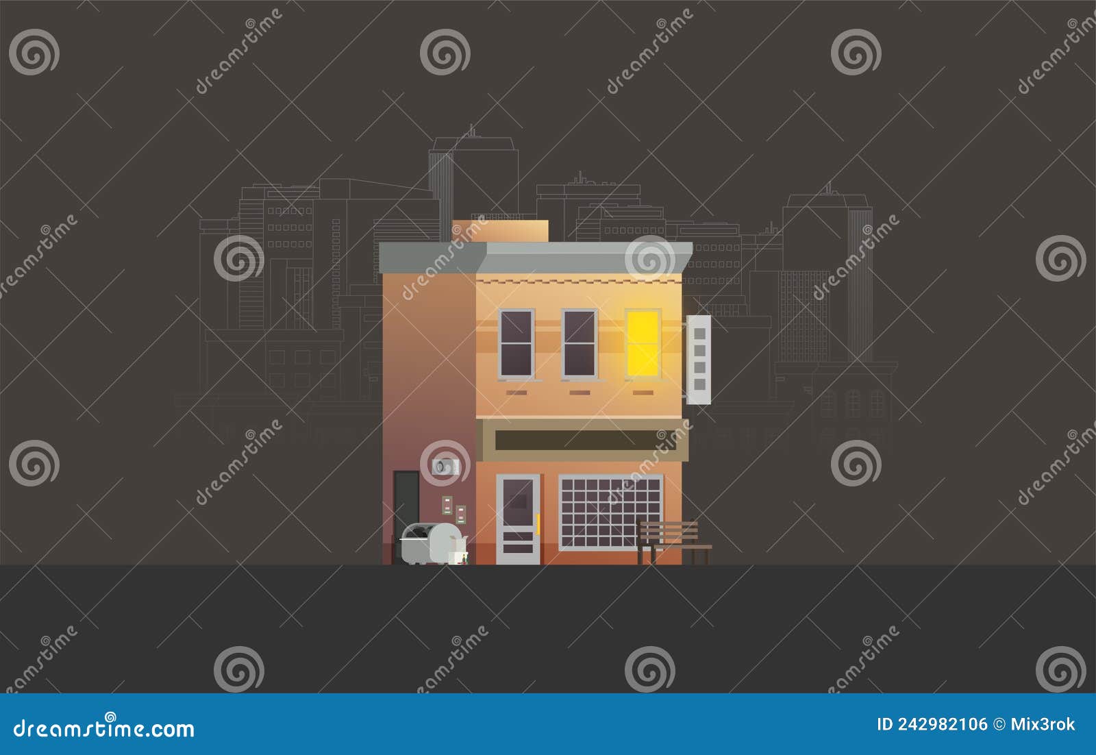 Downtown Vector Building Illustration Isolated on Background Stock ...