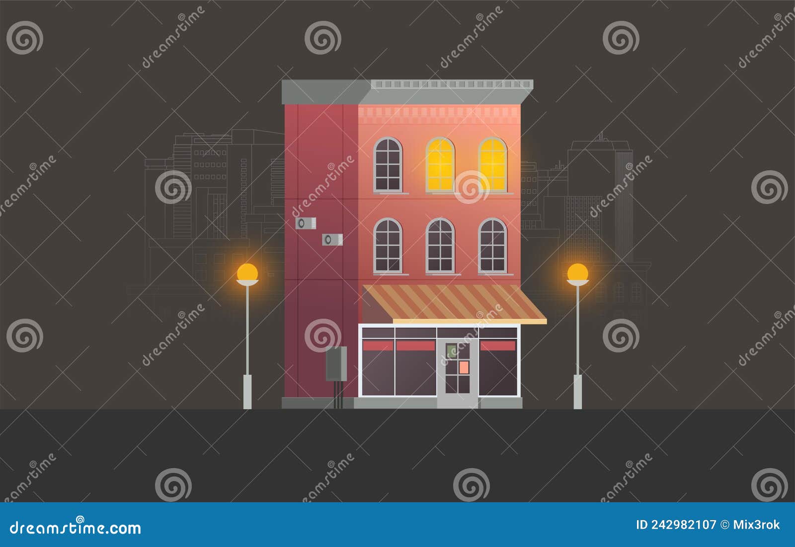 Downtown Vector Building Illustration Isolated on Background Stock ...