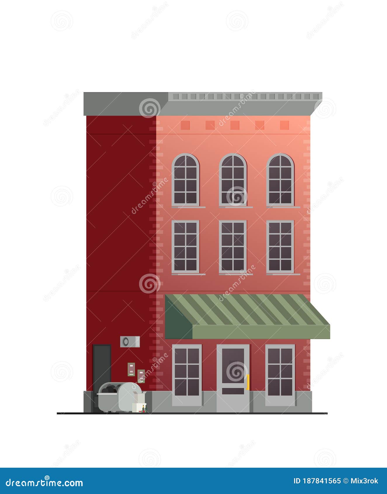 Downtown Vector Building with Shop or Store Illustration Isolated on ...