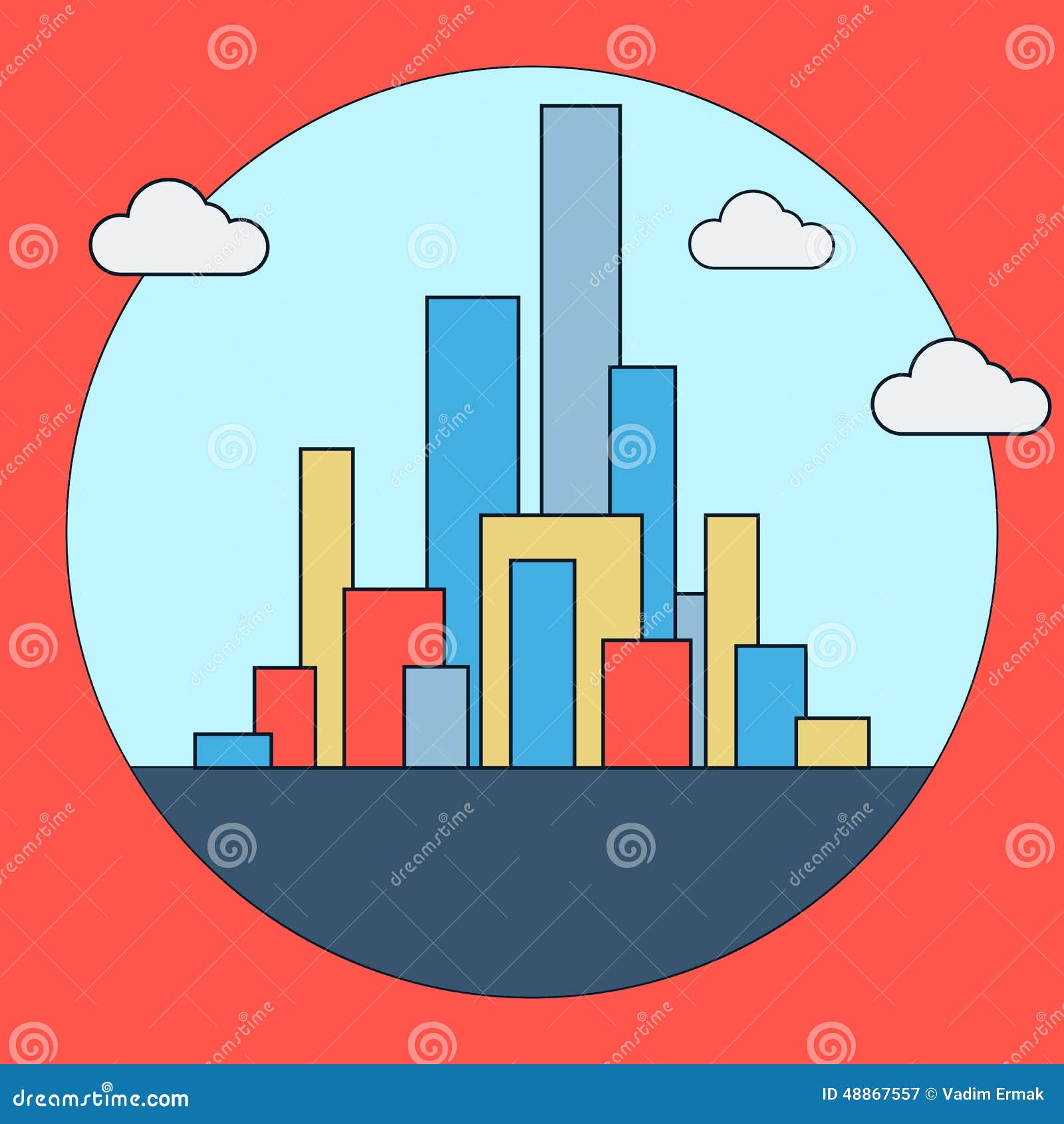 Downtown Vector Illustration Stock Vector - Illustration of town ...