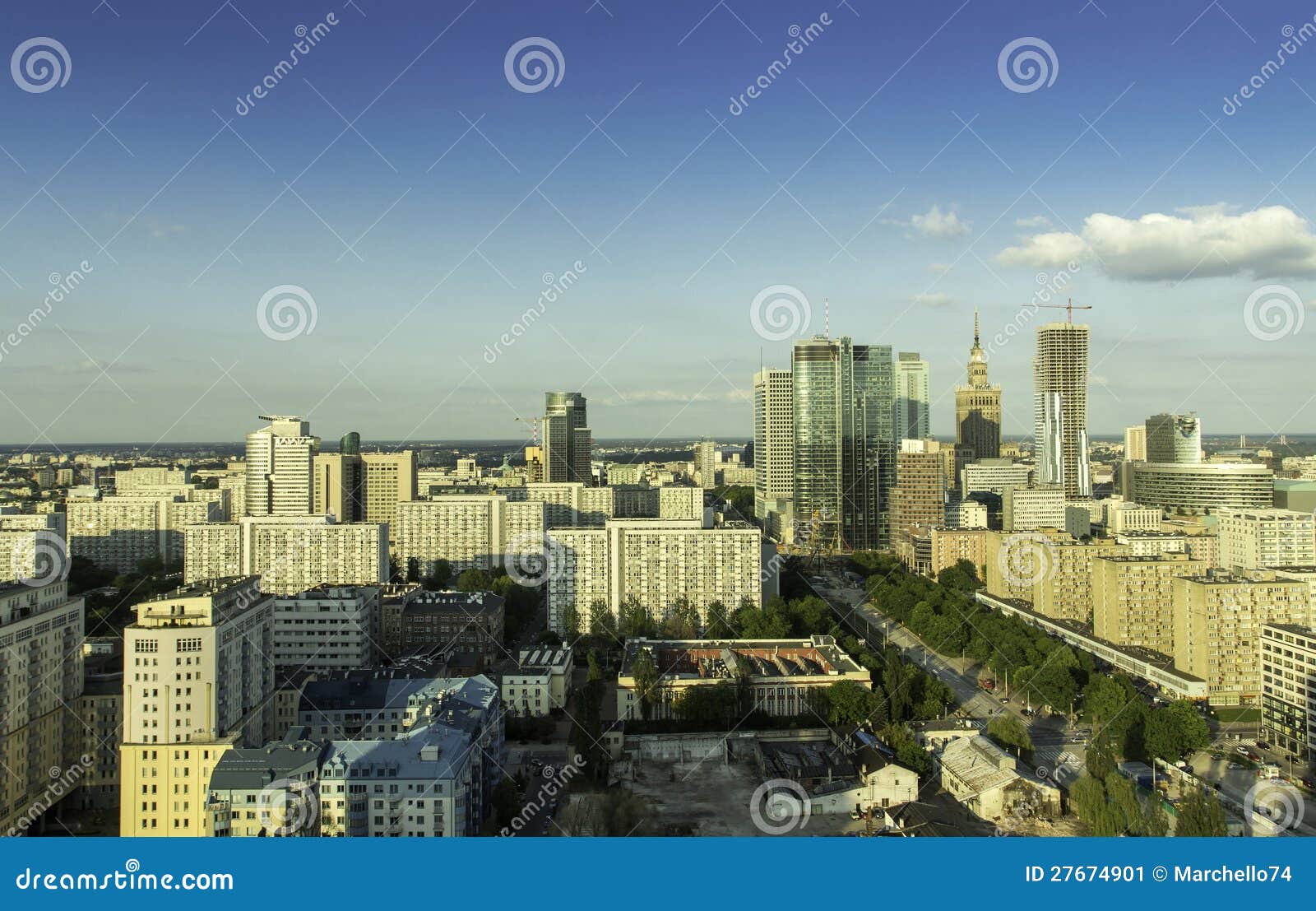 Downtown of Warsaw Aerial View Stock Image - Image of poland, euro ...